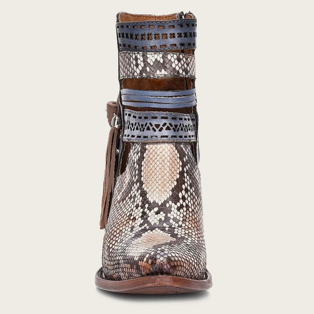 Cuadra Womens genuine python blue leather bootie – The Little Ranch