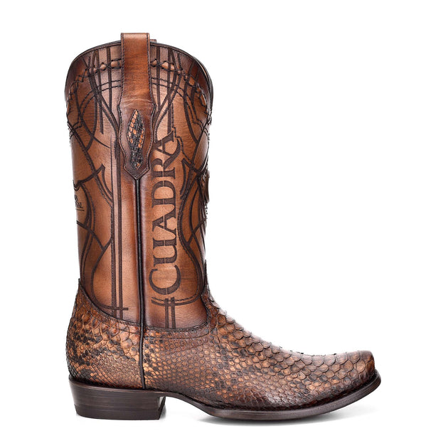 Cuadra Mens Engraved honey python leather western boot CU401 – The ...